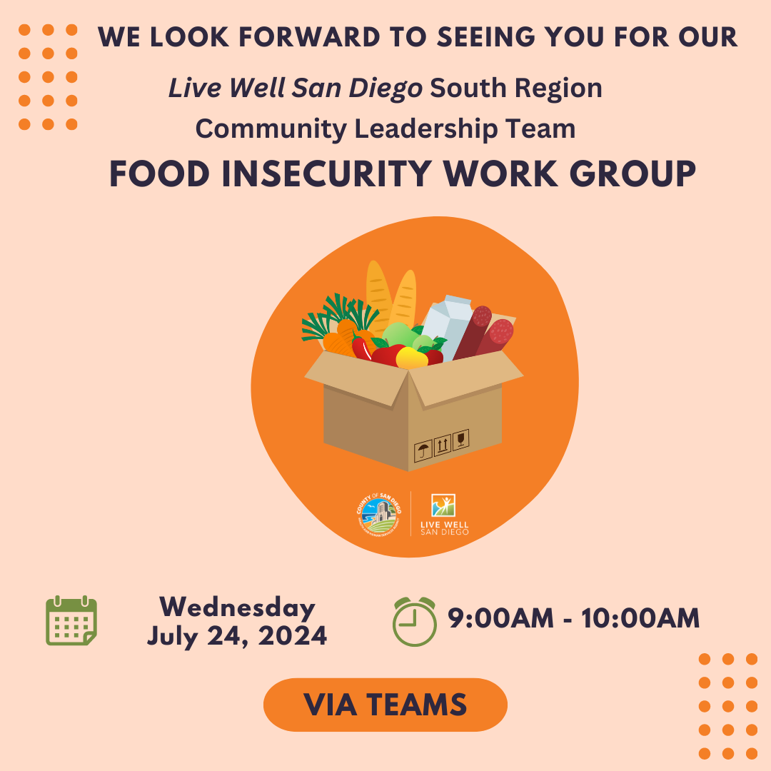 Join Us In One Day! LWSD SRCLT Food Insecurity Work Group 7/24 9:00 AM
