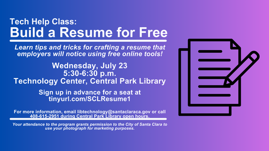 CENTRAL: Tech Help Class - Building a Resume for Free