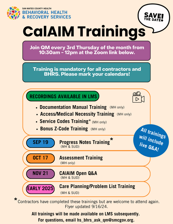 BHRS September CalAIM Corner