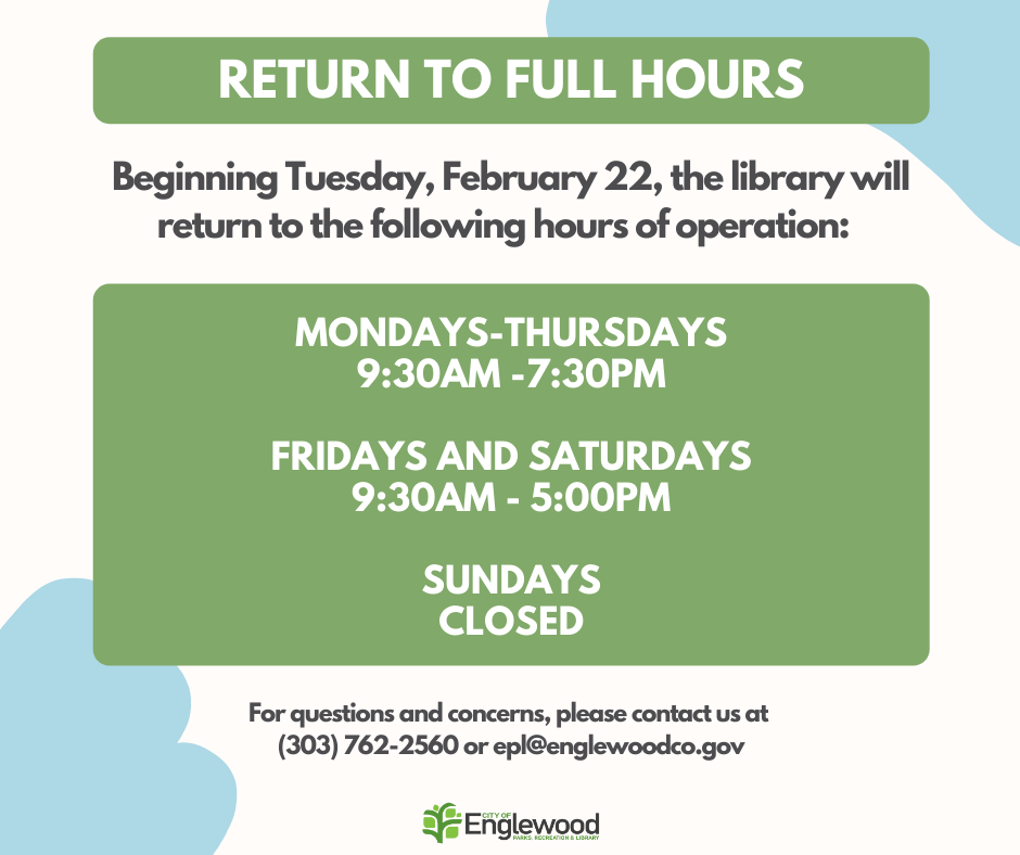 We're Back!-Updated Library Services and Hours