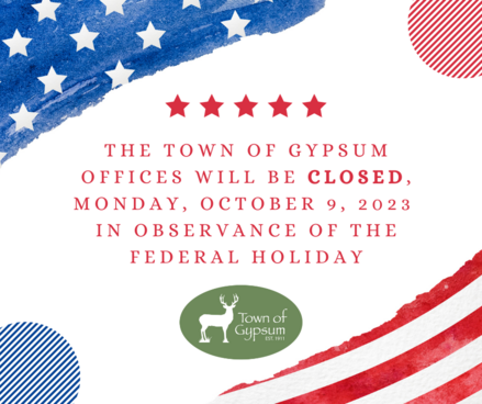 REMINDER: Town Offices CLOSED on Monday, October 9th
