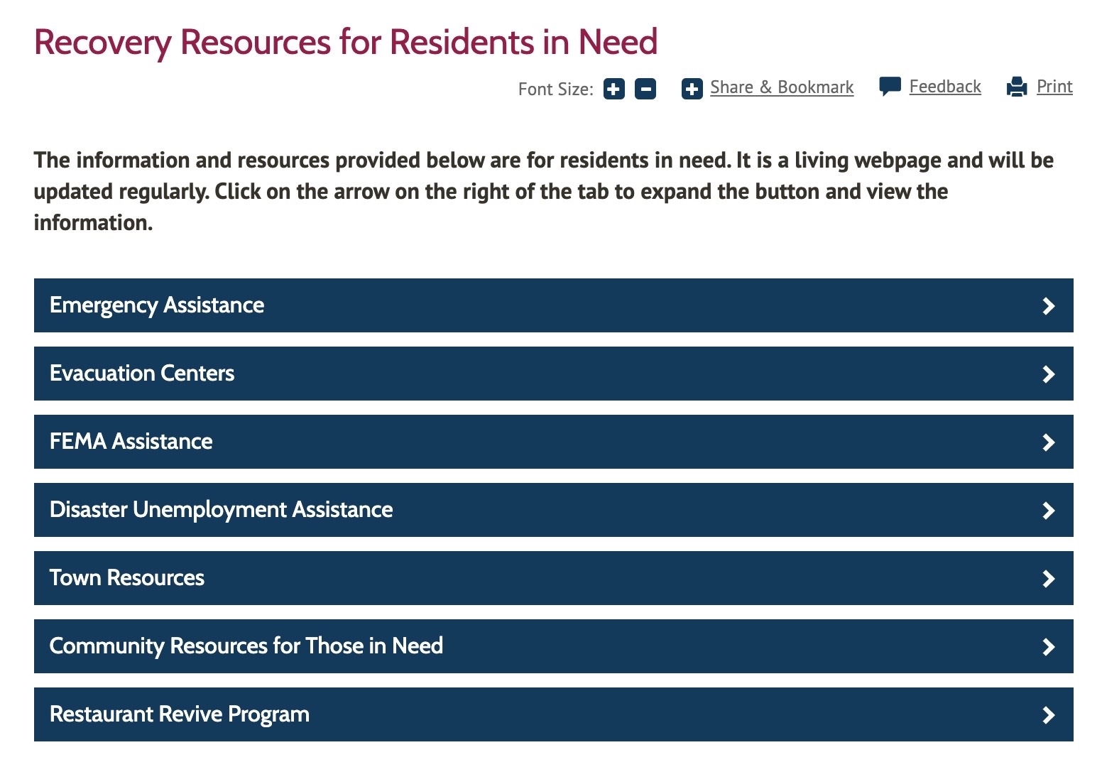 Recovery Resources for Residents in Need