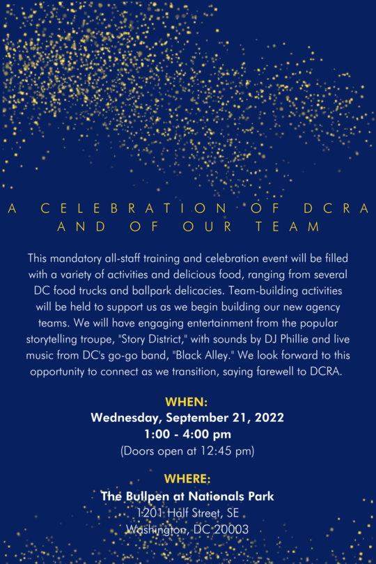 REMINDER: Come Together to Celebrate DCRA | A Mandatory Event for All ...