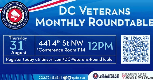Thursday, August 31: DC Veterans Monthly RoundTable on Housing @ 12 pm