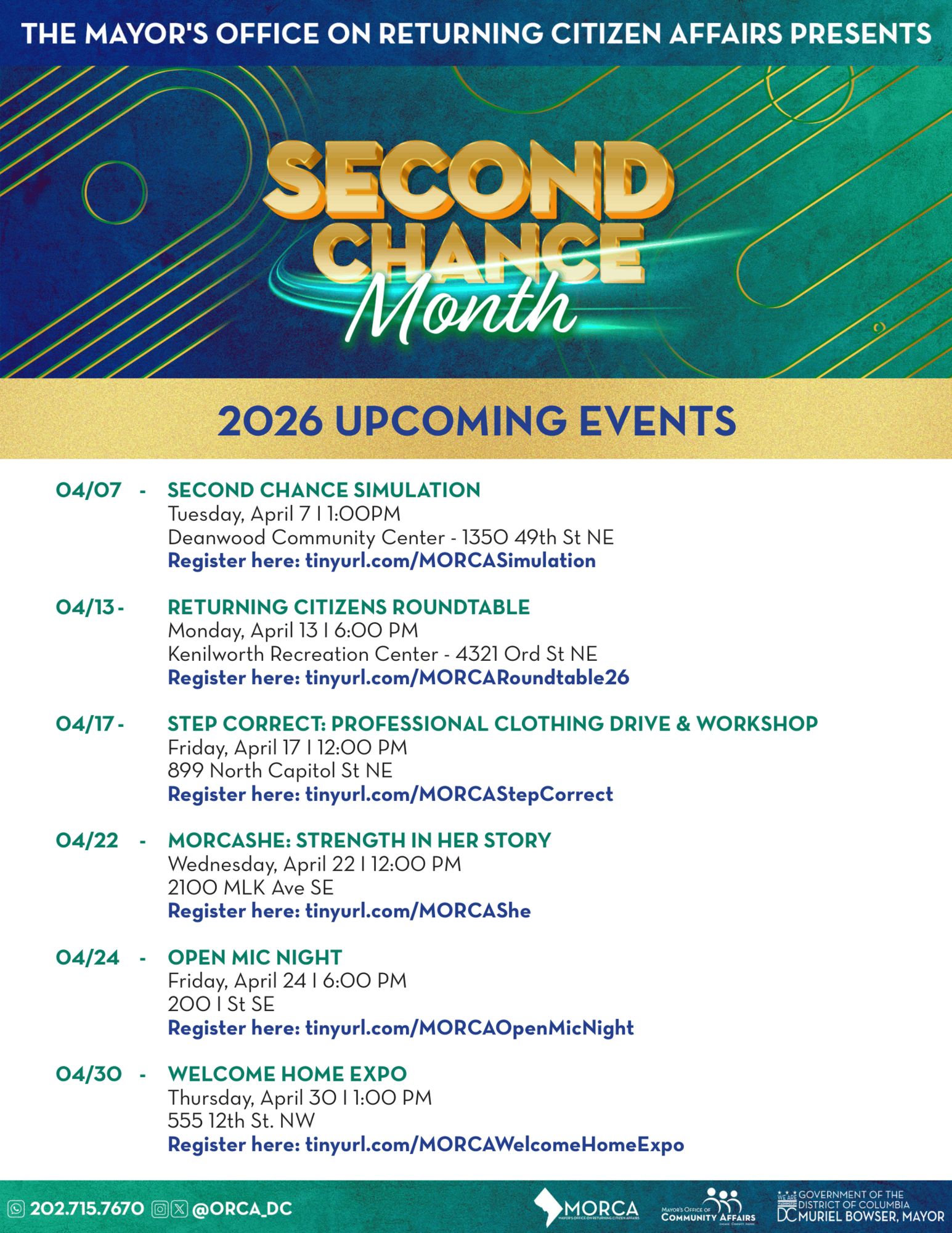 Celebrate Second Chance Month! April Upcoming Events
