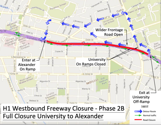 Construction shifts to Phase 2B for the H-1 Freeway Resurfacing project