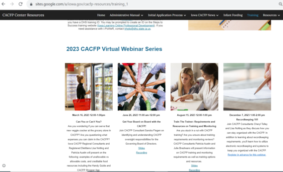 CACFP Updates for 10/31/2023: State Agency Webinars, USDA Resources and ...