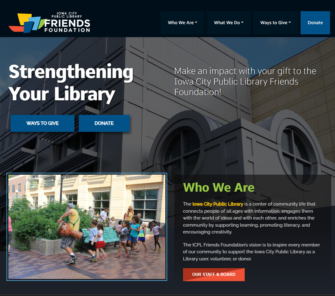 Iowa City Public Library Friends Foundation Announces Launch of New Website