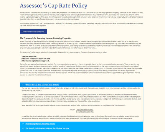 Read About the Assessor's Cap Rate Policy