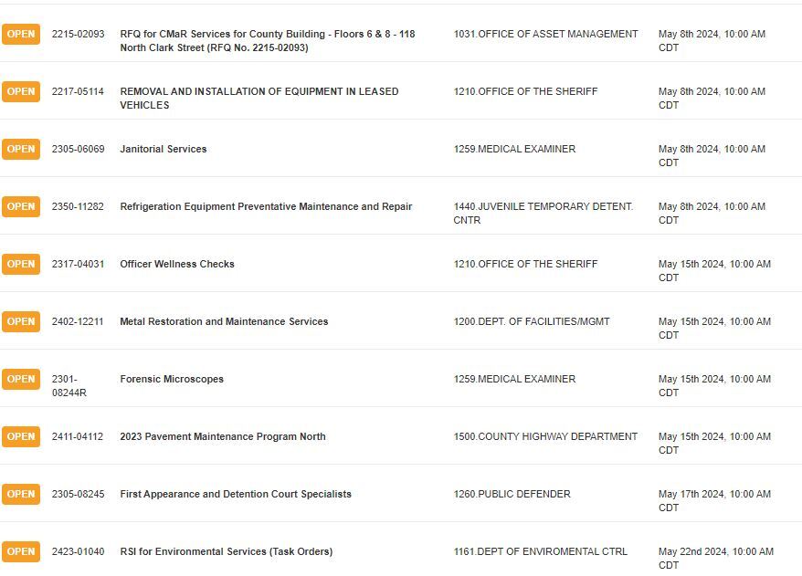 Cook County Contract Opportunities