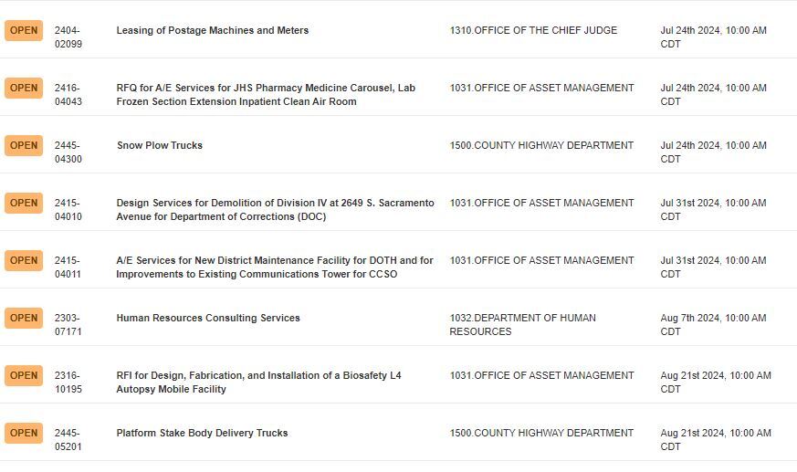 Cook County Contract Opportunities