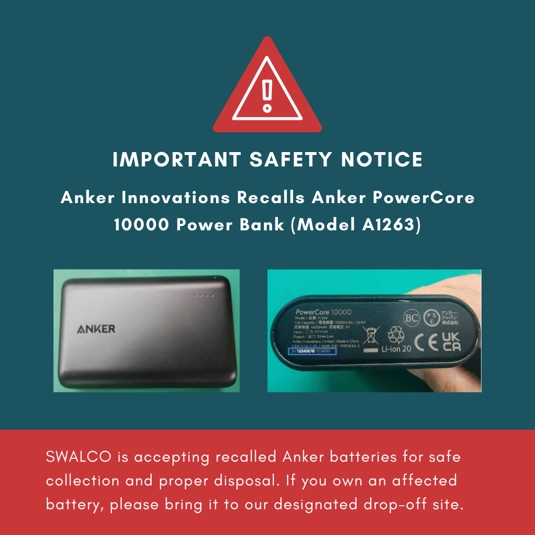 SWALCO | Important Safety Notice: Anker Power Bank Recall