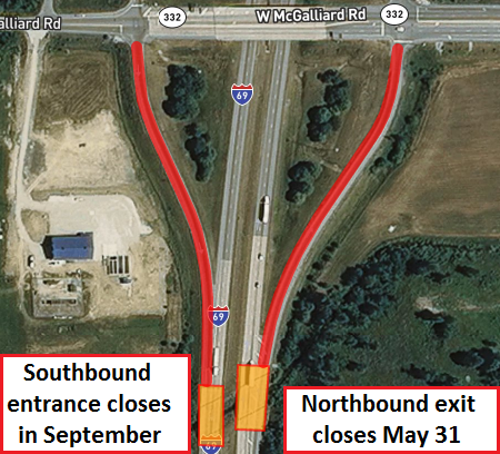 30-day closure of northbound I-69 exit to McGalliard Road starts at ...