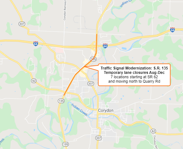 Traffic signal modernization to begin on S.R. 135 next week
