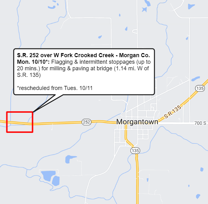 UPDATE: Paving planned next week at S.R. 252 bridge west of Morgantown