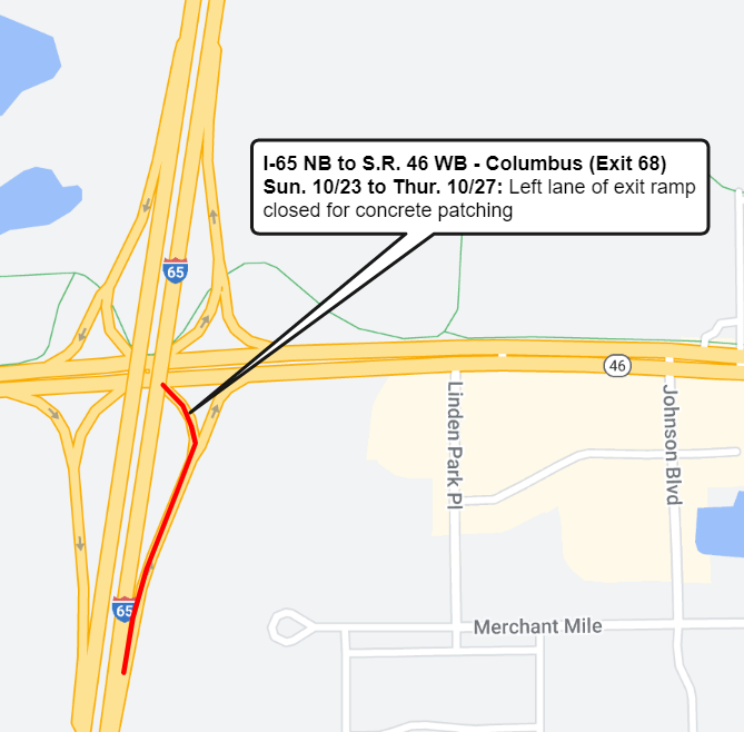 Patching to restrict ramps at S.R. 46 interchange in Columbus