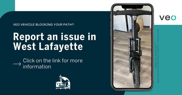 Report an issue with a Veo vehicle in West Lafayette, IN