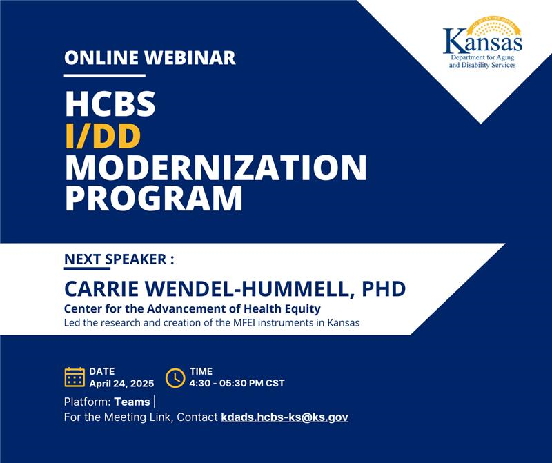 UPDATE: Online Webinar - HCBS I/DD Modernization Program