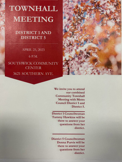 District 1 Townhall Meeting on Tuesday, April 25, 2023