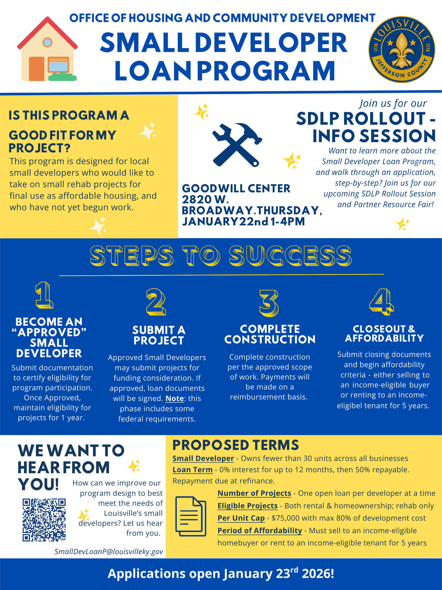 Invitation to Small Developer Loan Program Info Session – Jan 22