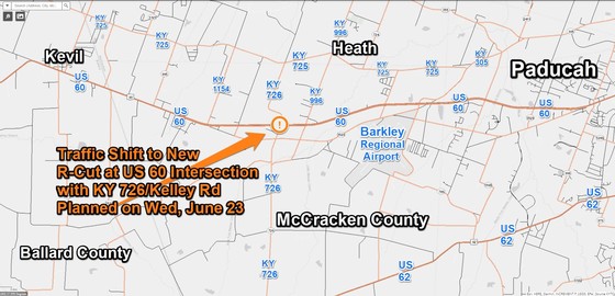 Traffic Shift to New R-Cut at U.S. 60 Intersection with KY 726/Kelley ...