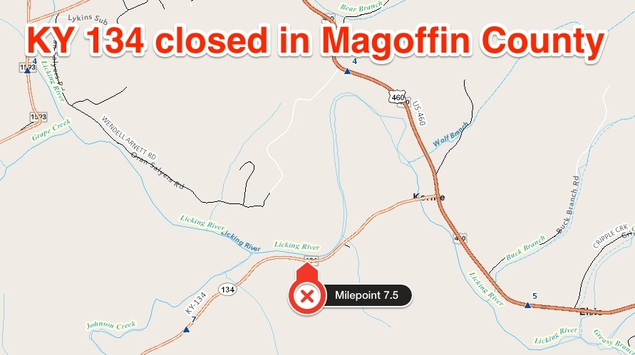NEWS RELEASE: KY 134 closed in Magoffin County