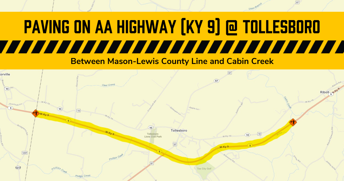 AA Highway Paving at Tollesboro in Lewis County Next Two Weeks