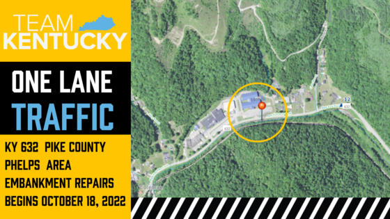 One-lane Traffic for Ky 632 in Pike County
