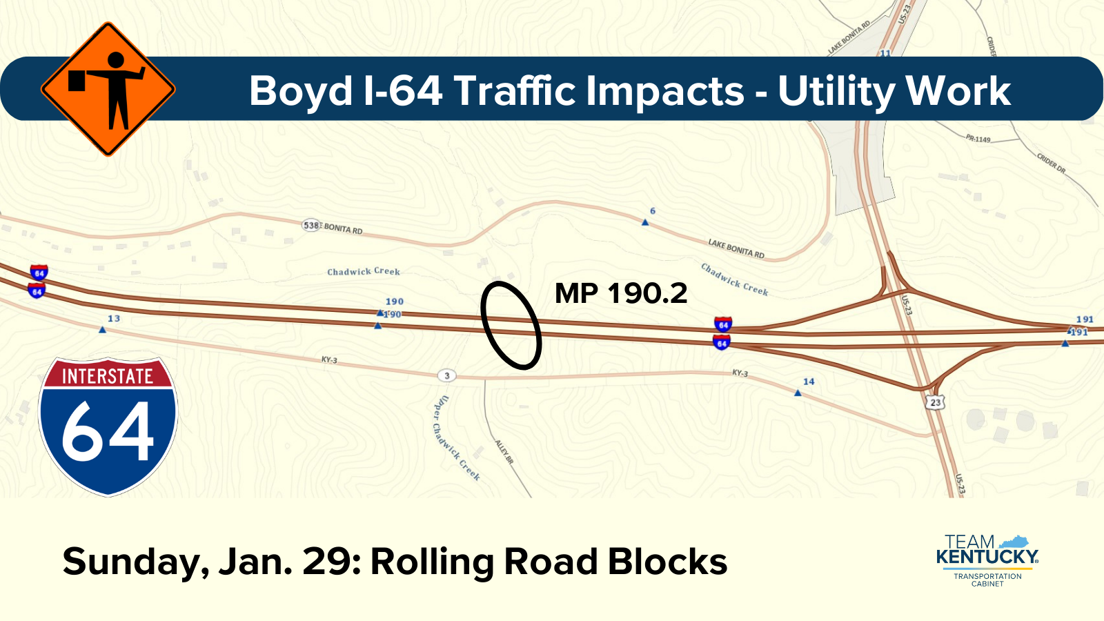 Traffic Advisory: Rolling Road Blocks Planned for Sunday on I-64 in ...