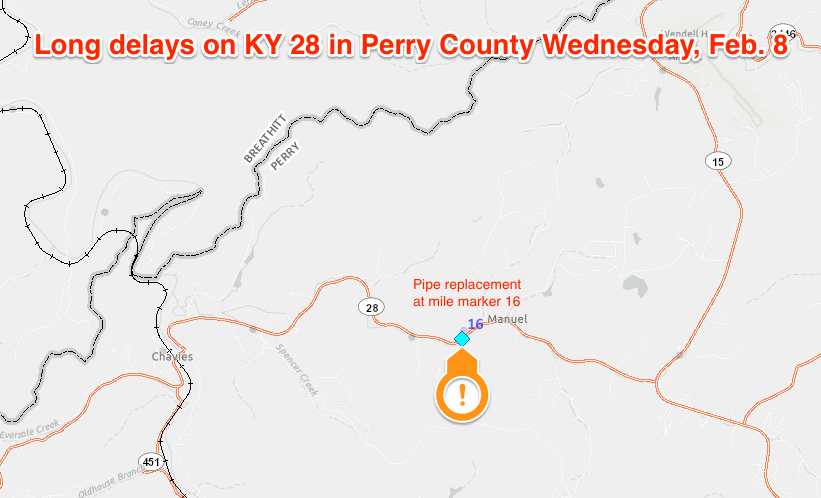 Long delays on KY 28 in Perry County on Wednesday, Feb. 8
