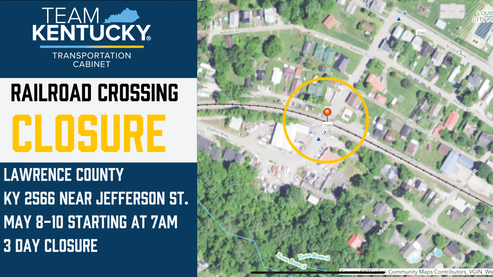 RailRoad Crossing Closure scheduled for KY 2566 Lawrence County