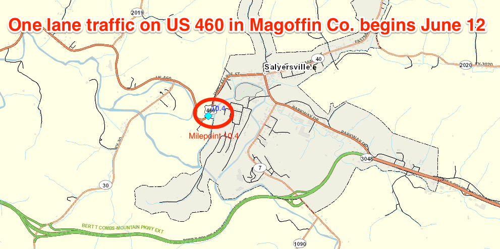 One-lane traffic planned for US 460 in Magoffin County