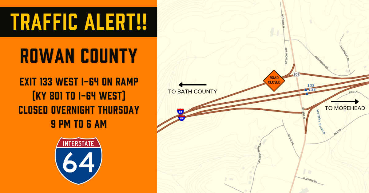 Traffic Advisory: Westbound I-64 On Ramp from KY 801 Closed Thursday ...