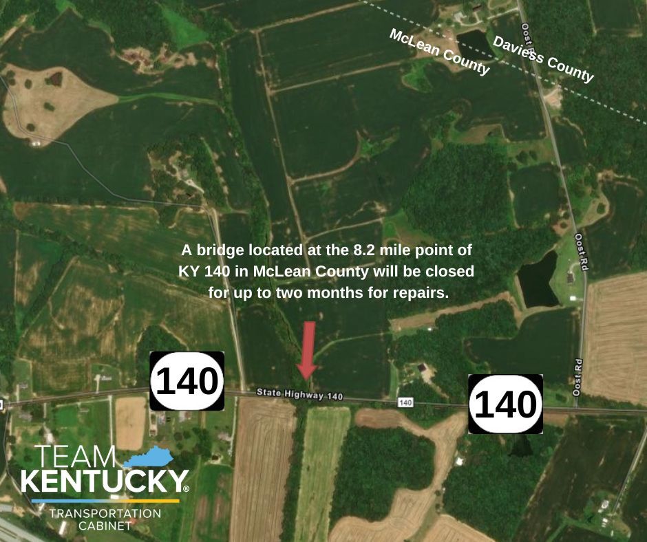 KY 140 Bridge in McLean County Closed for Repairs