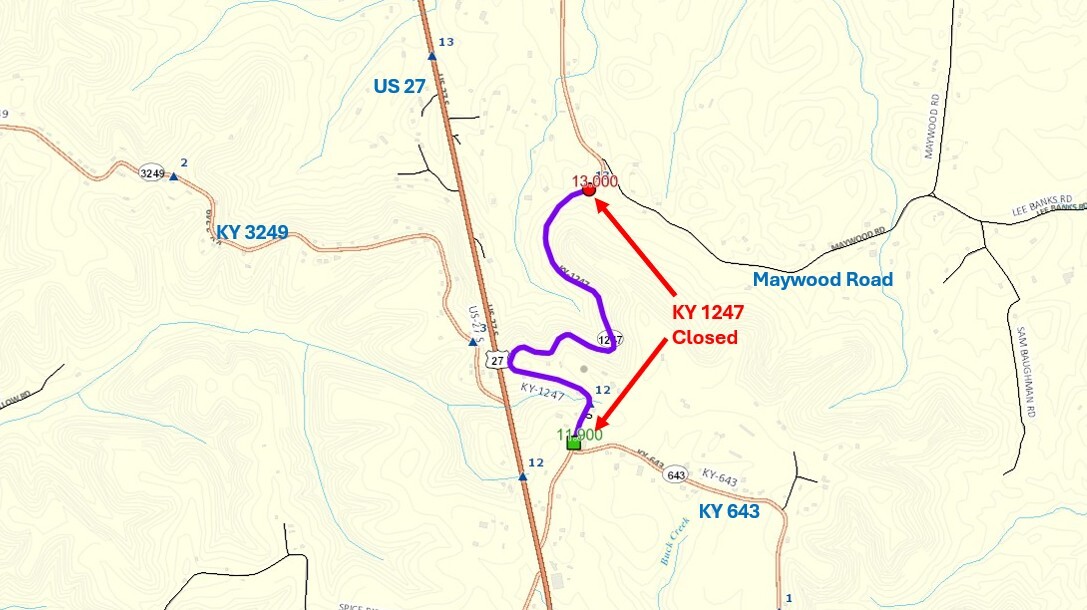 KY 1247 in Lincoln County to be Temporarily Closed Beginning Monday