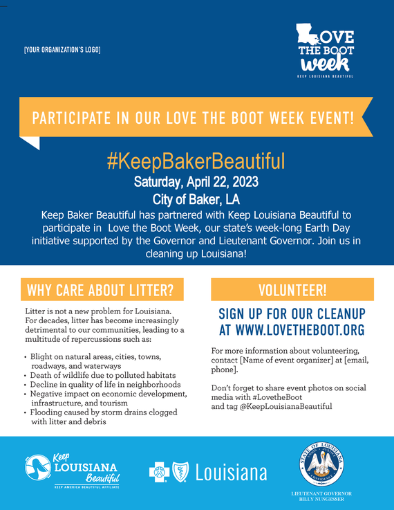 Mark Your Calendar to #LoveTheBoot & #KeepBakerBeautiful! Details Inside