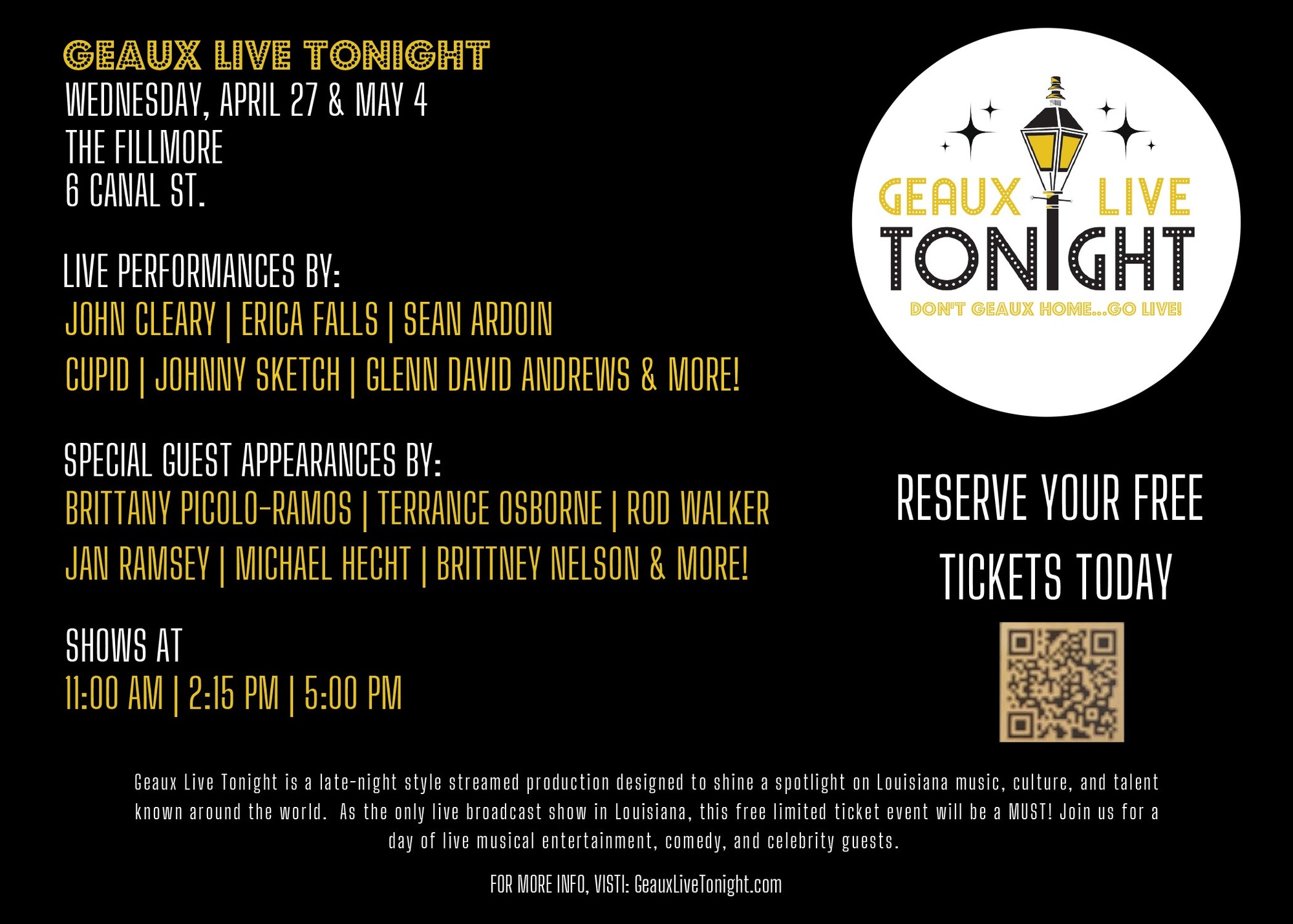 Be a Part of the Live Studio Audience for Geaux Live Tonight!