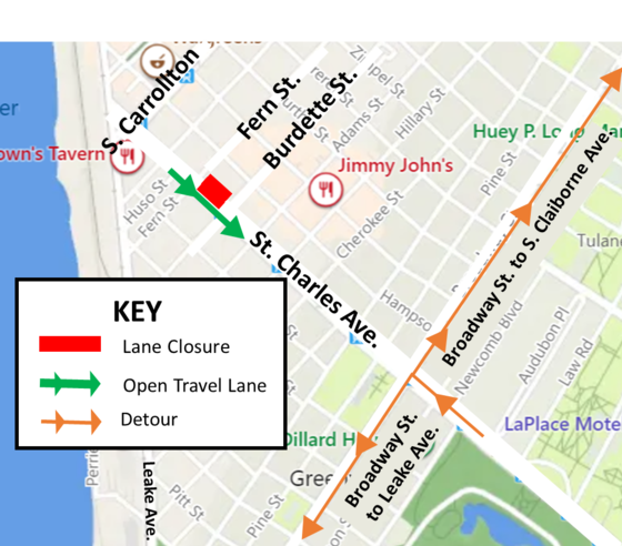 TRAFFIC ADVISORY: Temporary Lane Closure on St. Charles Avenue ...