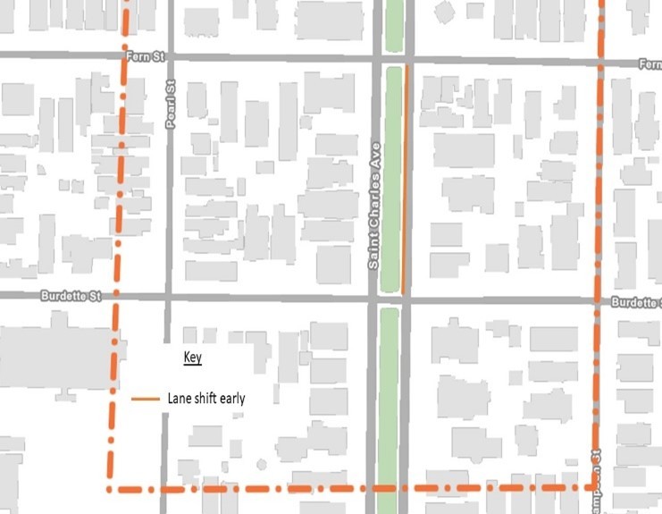 Traffic Advisory: Temporary Lane Shift on St. Charles Avenue Westbound ...