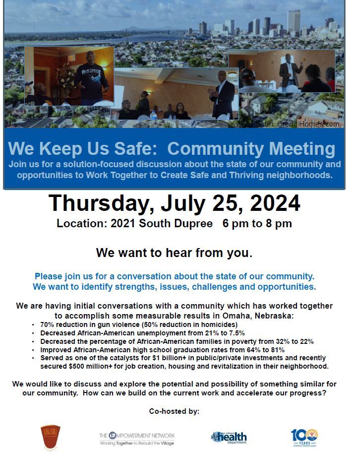 You are invited to the We Keep Us Safe Community Meeting