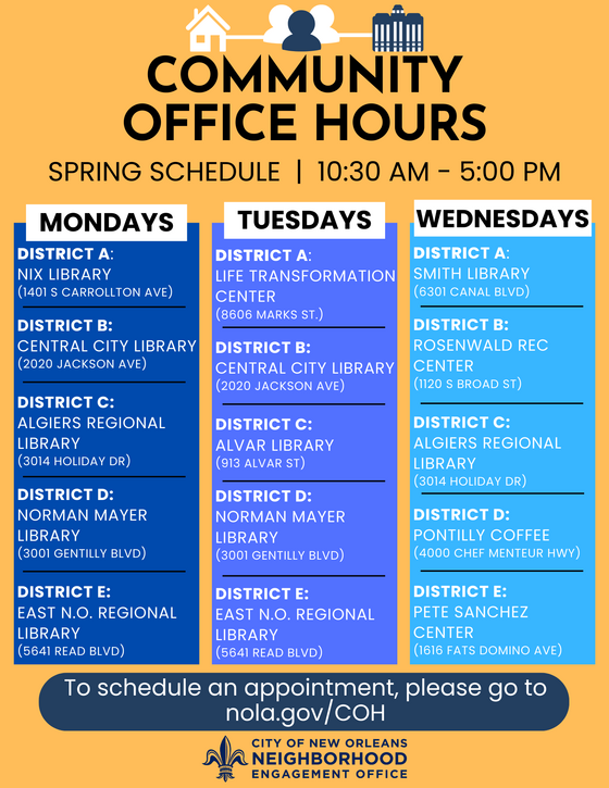 Community Office Hours Resume MONDAY with New Locations!