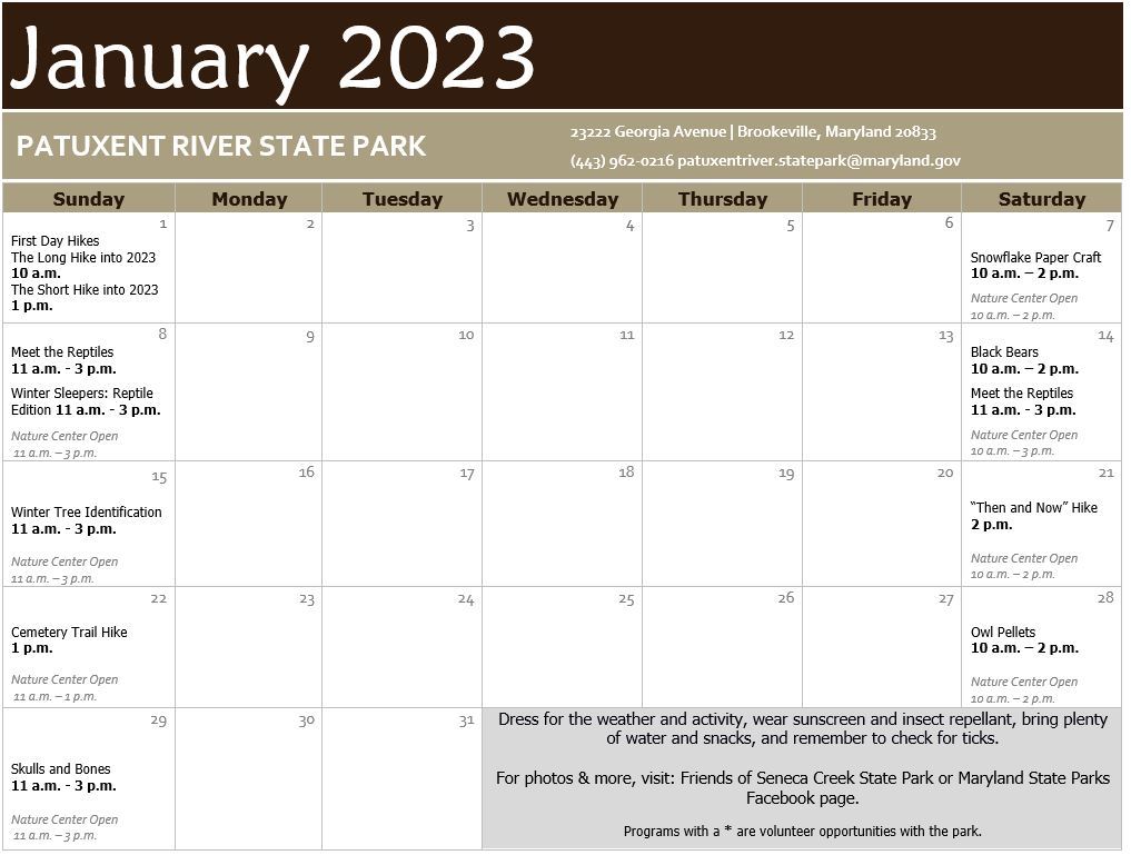 Patuxent River: January Calendar