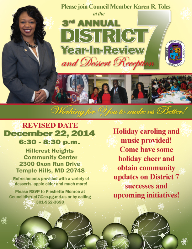 REMINDER: 3rd Annual District 7 Year-In-Review and Dessert Reception
