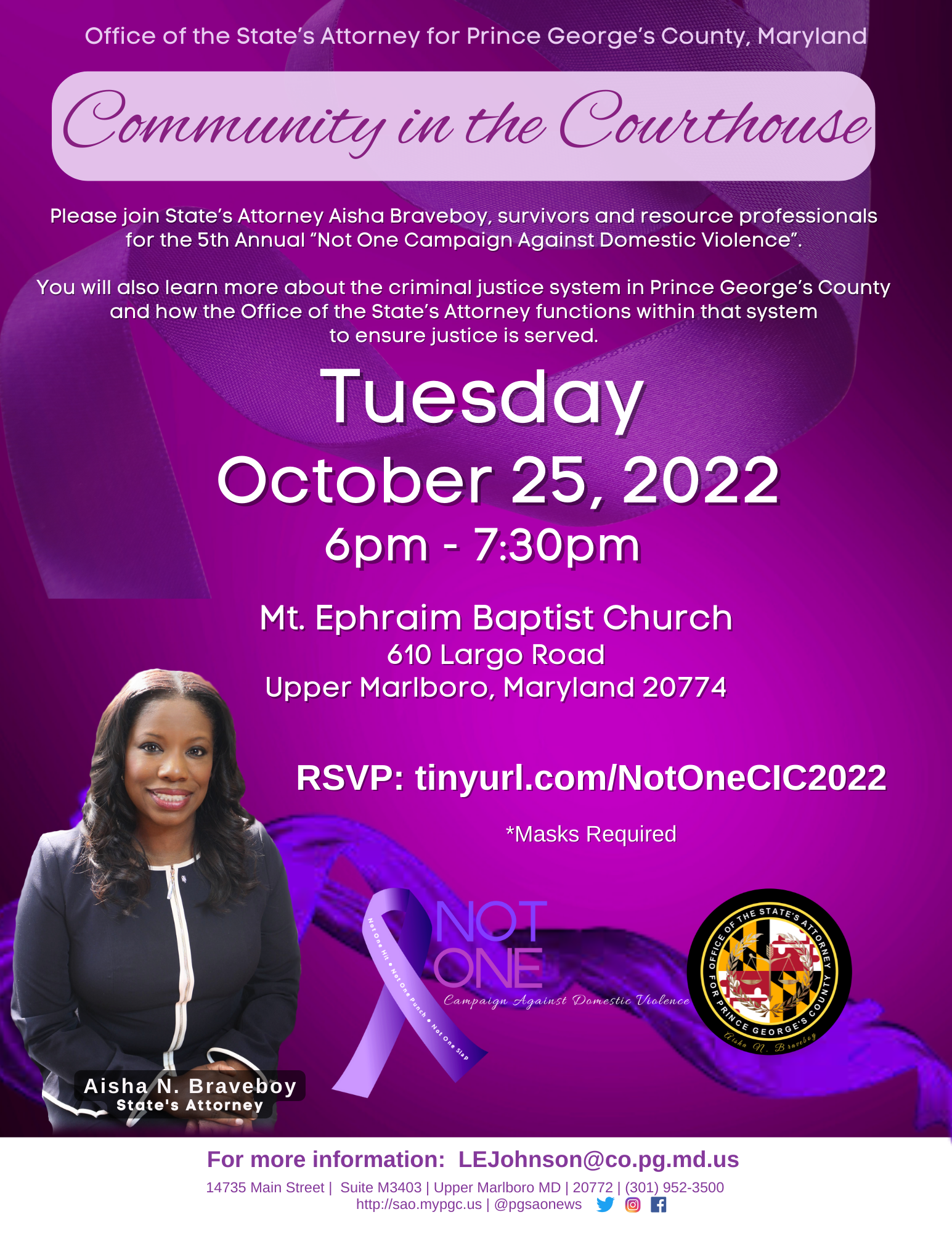 COMMUNITY IN THE COURTHOUSE - Not One Event - OCTOBER 25, 2022