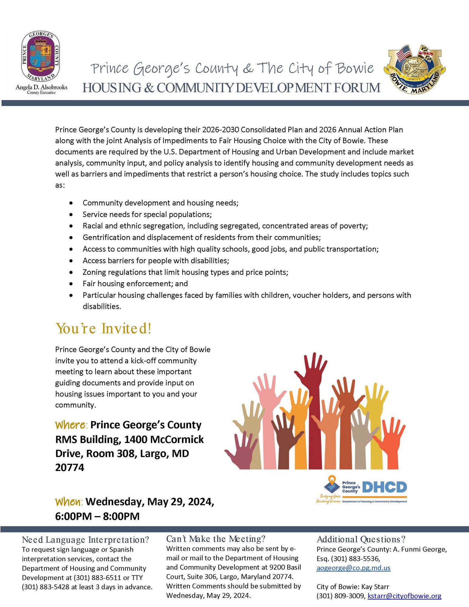 YOUR INPUT IS NEEDED! - HOUSING & COMMUNITY DEVELOPMENT FORUM