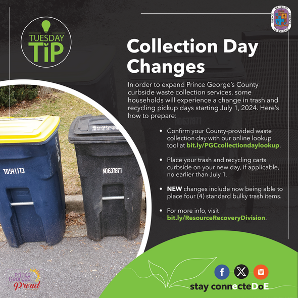 Tuesday Tip: Collection Day Changes; Cambios al Día de Recolección