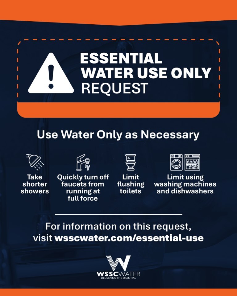 IMPORTANT: WSSC Water Essential Water Use Only Request