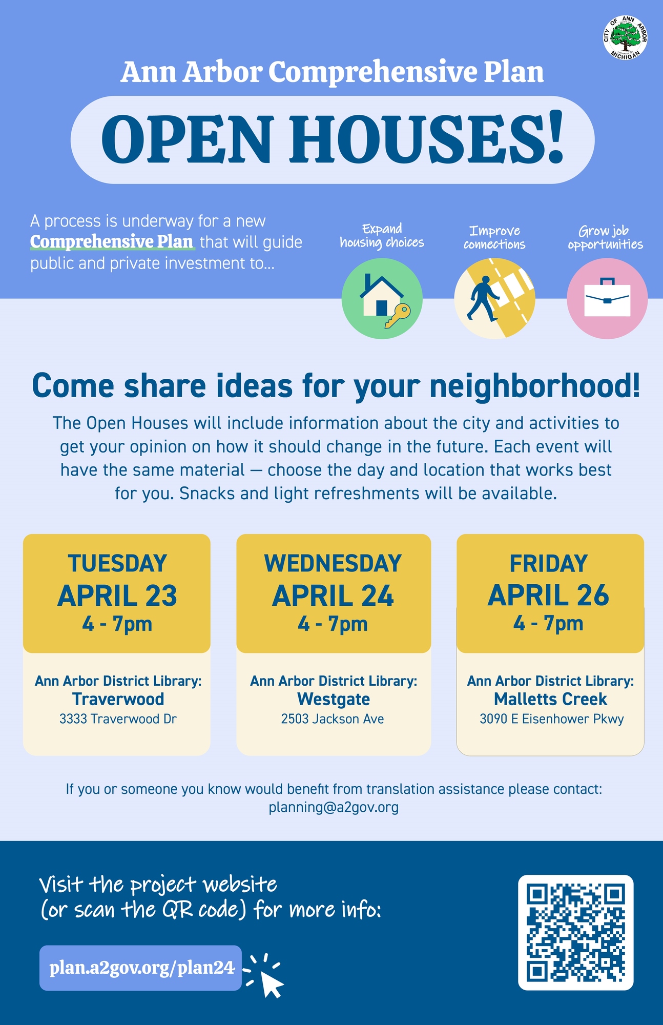 Reminder - Share Your Ideas at Ann Arbor Comprehensive Plan Open Houses!
