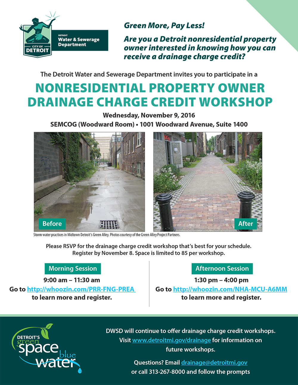 DWSD Drainage Charge Credit Workshops - November 9