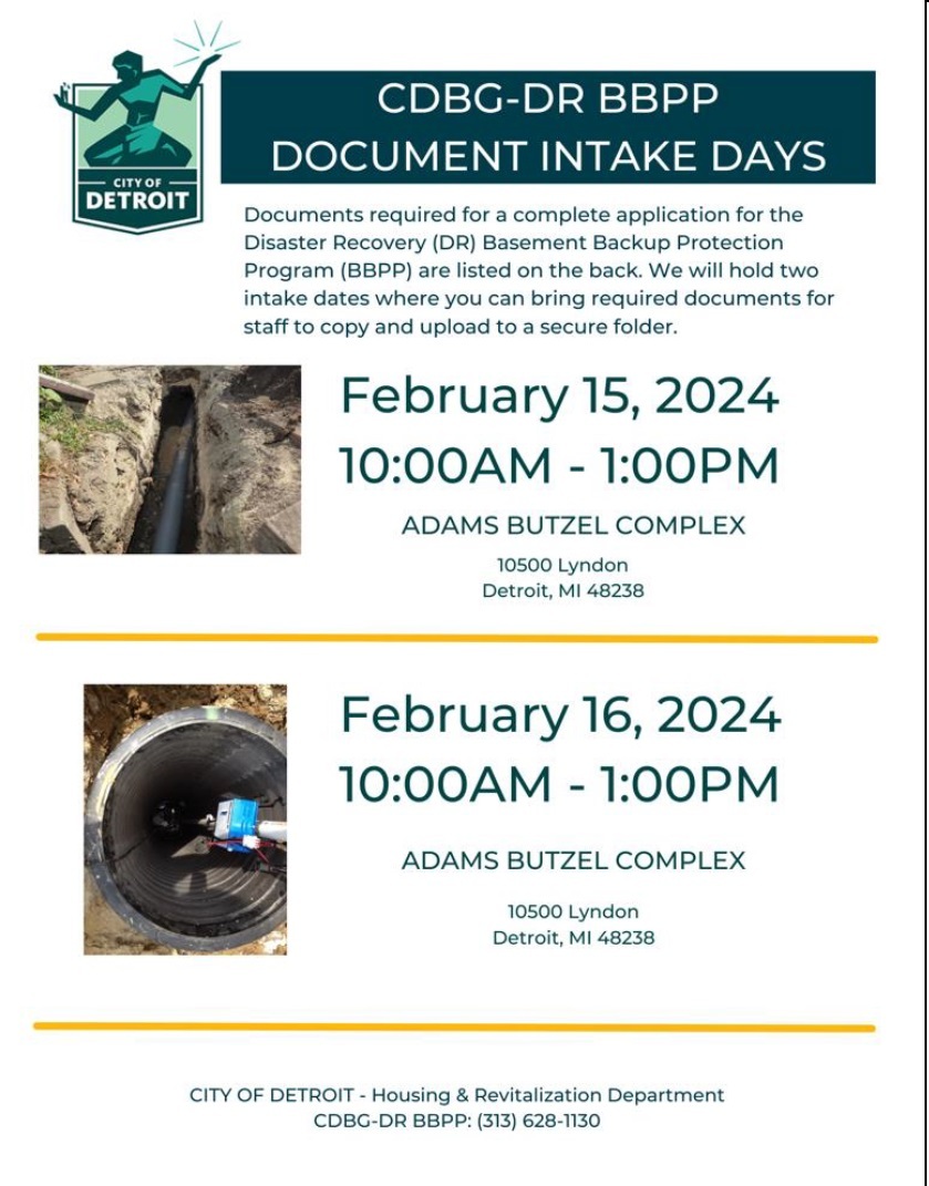 CDBG Disaster Recovery - Basement Backup Protection Program